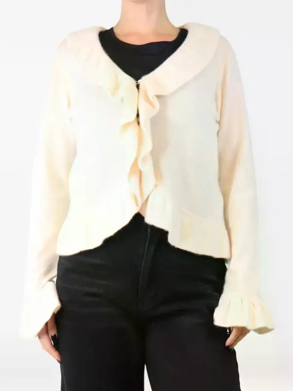 SHYLA Cream Cashmere Frill Cardigan
