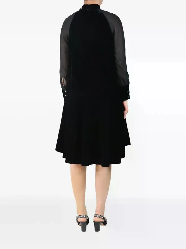 ME+EM Sheer Sleeve Velvet Asymmetrical Dress