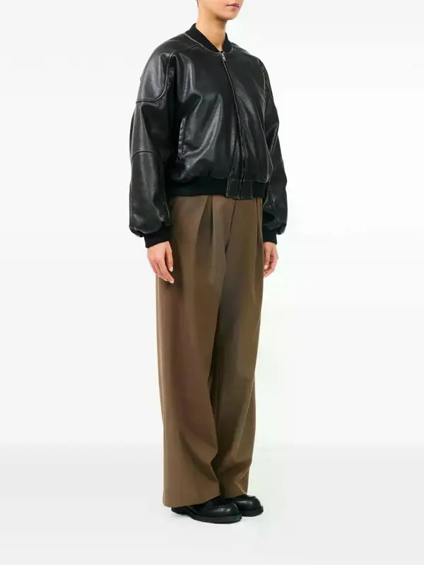 MAISON MARGIELA Faux Leather Bomber Jacket With Rib-knit Trim