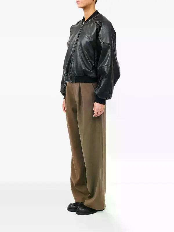 MAISON MARGIELA Faux Leather Bomber Jacket With Rib-knit Trim