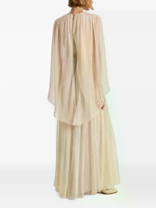 Alberta Ferretti Pleated Silk Maxi Dress - White
