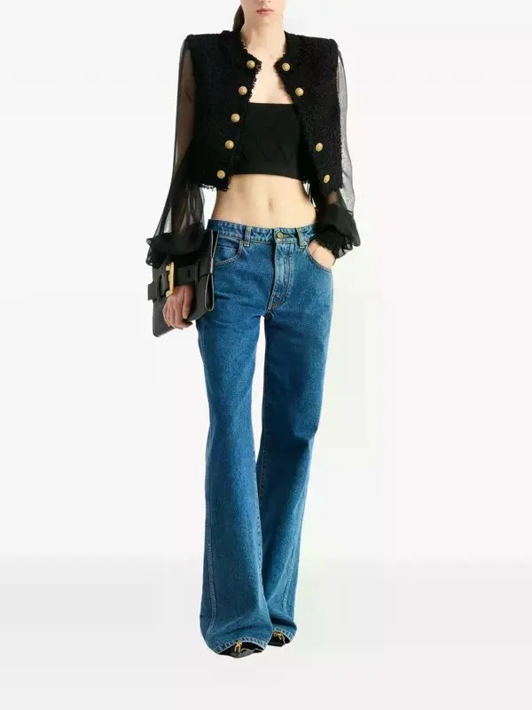 Balmain Cropped Tweed And Muslin Jacket