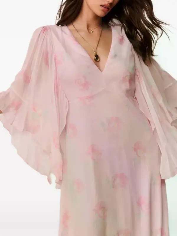 LoveShackFancy Brinley Floral Print Ruffled Maxi Dress