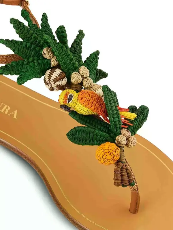 AQUAZZURA Embellished Woven Raffia Sandals