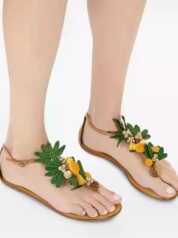AQUAZZURA Embellished Woven Raffia Sandals