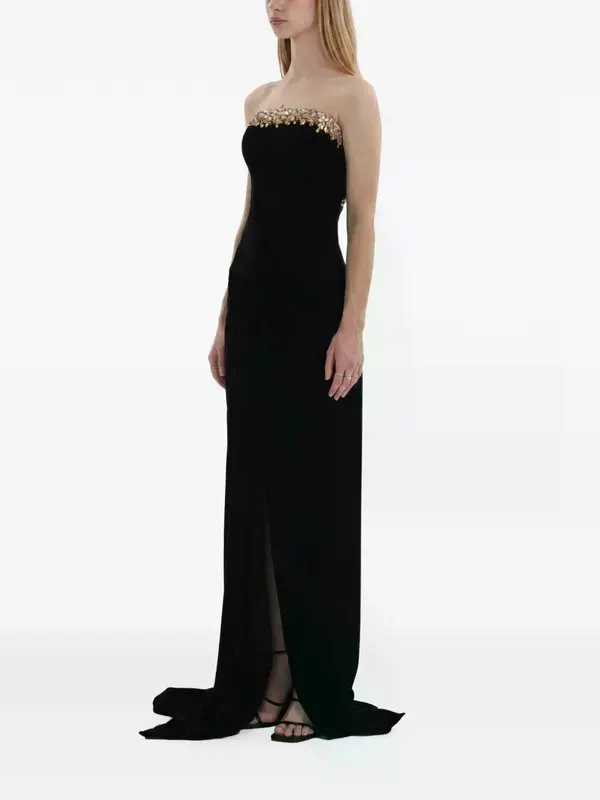 DINA MELWANI Crystal-trim Velvet Maxi Dress