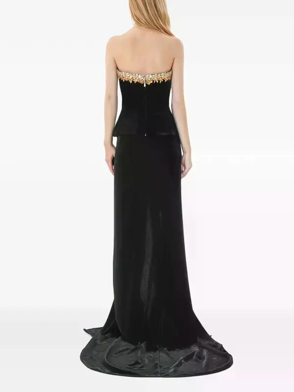DINA MELWANI Crystal-trim Velvet Maxi Dress