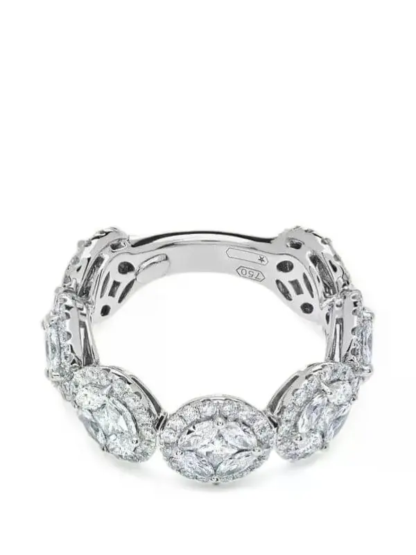JEWELS AFICIONADO Diamond Halo Ring In 18k White Gold - Silver
