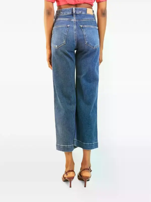 Paige Cropped Wide-leg Jeans With Distressing
