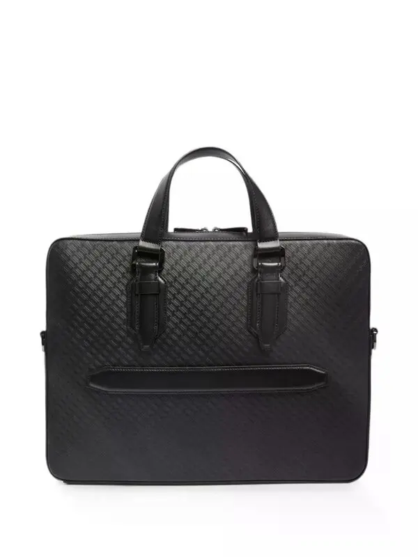 LANCEL Charlie Embossed Leather Briefcase