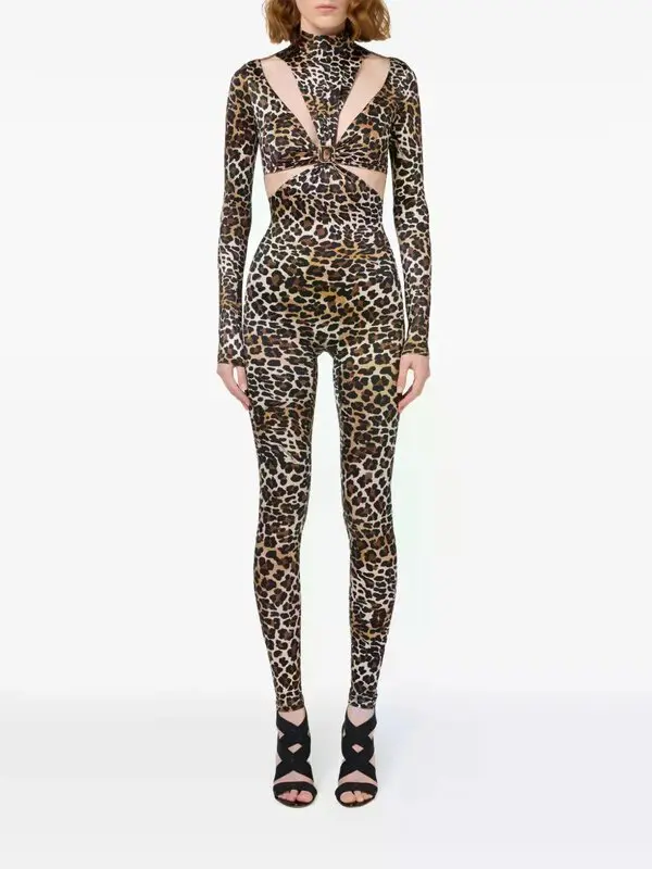 Elisabetta Franchi Leopard-print Cut-out Jumpsuit