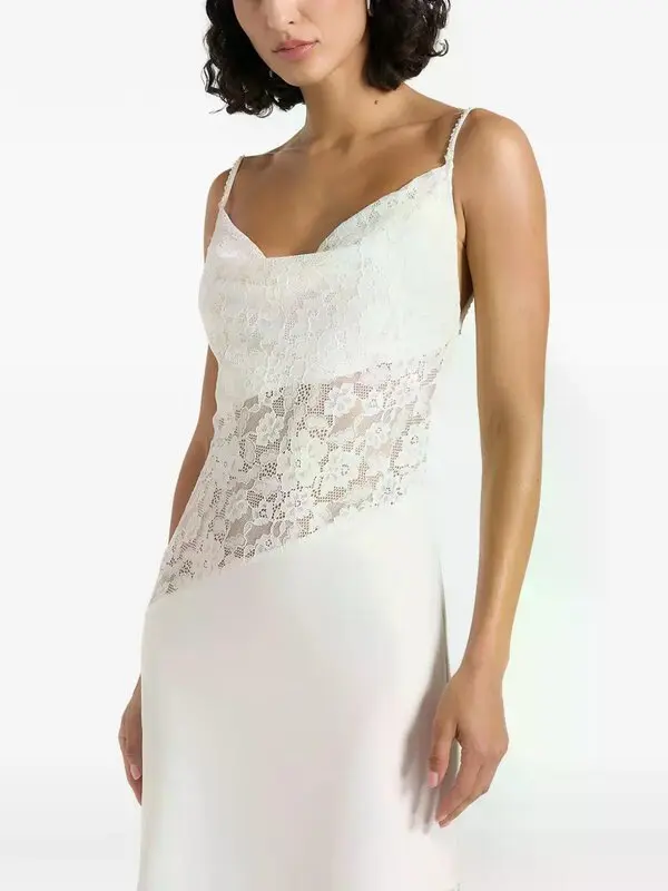 Manière De Voir Asymmetric Lace Maxi Dress - White