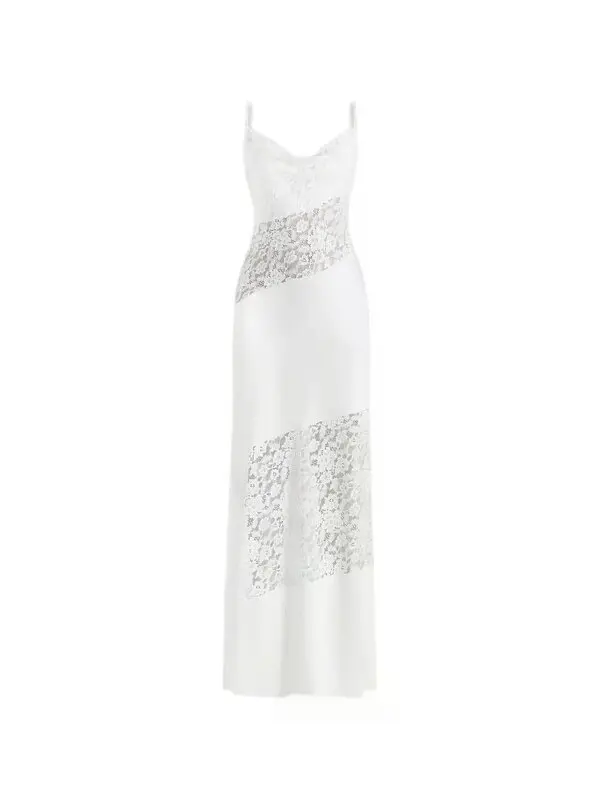 Manière De Voir Asymmetric Lace Maxi Dress - White