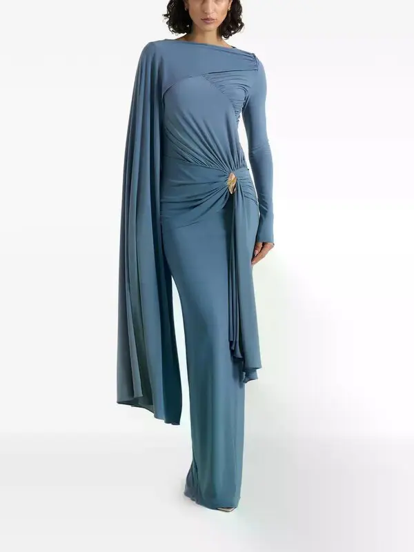 Manière De Voir Maniere De Voir Edena Asymmetric Draped Maxi Dress - Blue