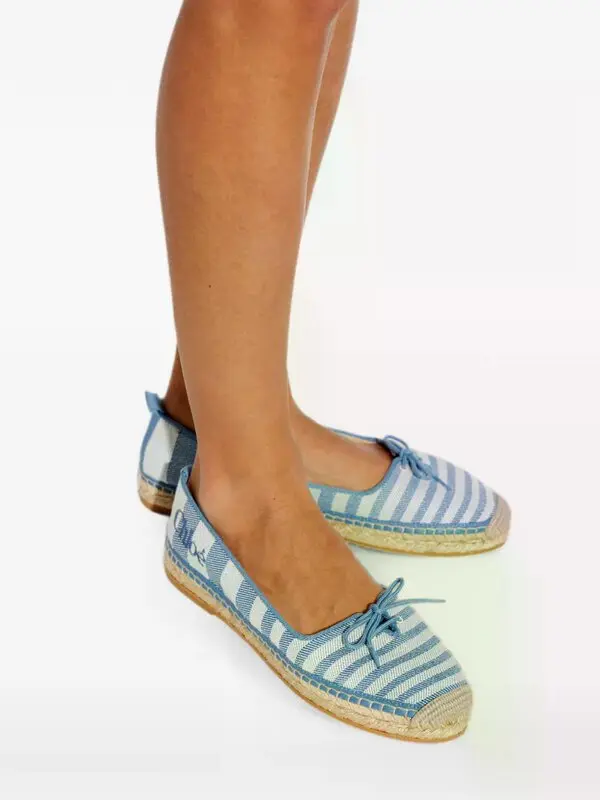 Chloé Striped Bow Espadrilles - Blue