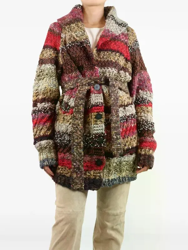 Dior Chunky Belted Cardigan - Red