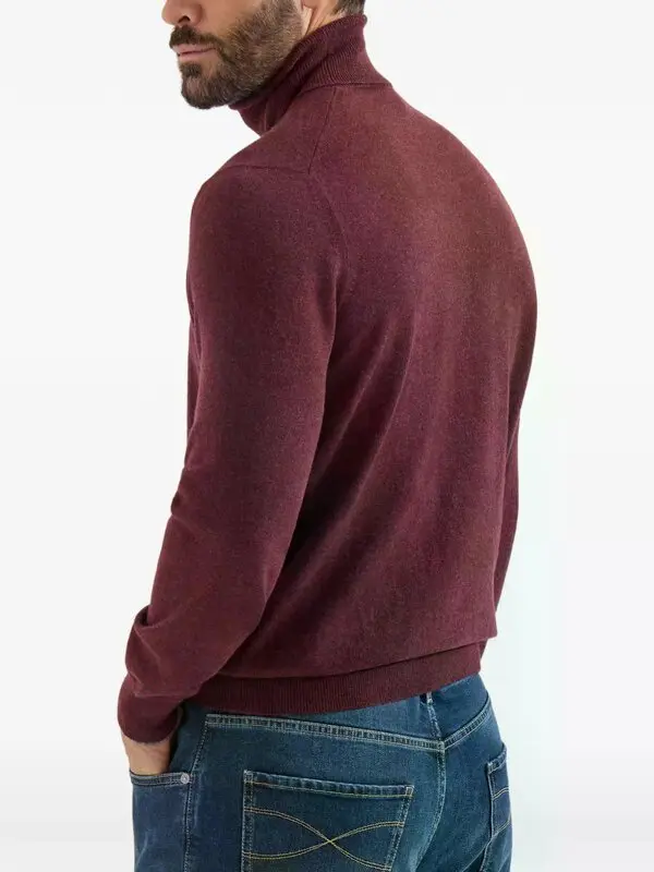 Brunello Cucinelli Mouliné Cashmere Turtleneck Sweater - Red