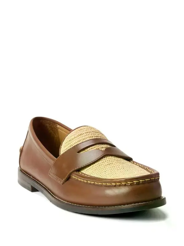 Polo Ralph Lauren Alston Raffia-detail Leather Loafers - Brown