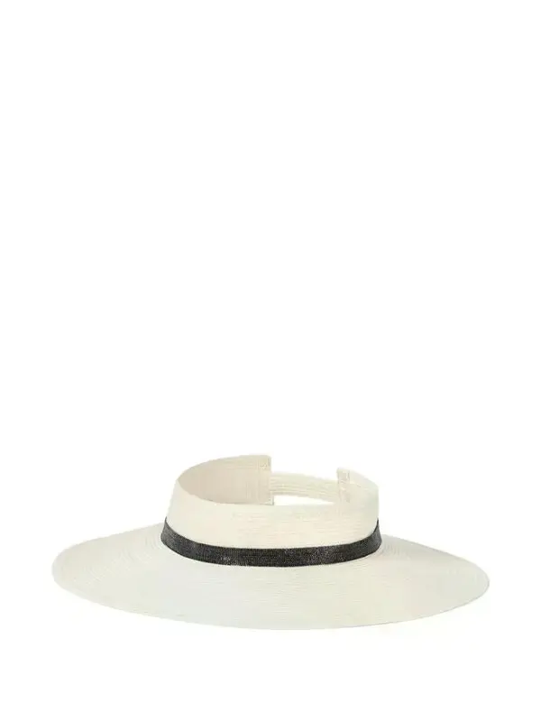 Brunello Cucinelli Hemp Visor With Precious Band - White
