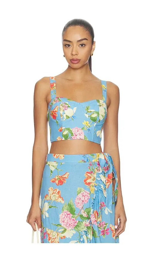 Yumi Kim Korfu Printed Linen-blend Crop Top - Multi