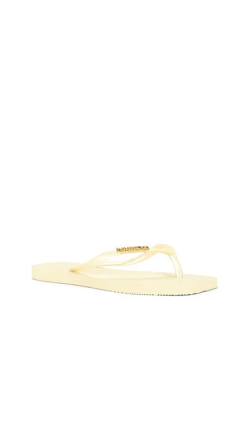 Havaianas Slim Square Logo Metallic Thong Sandals