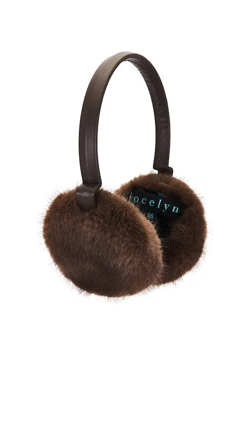 Jocelyn Faux Mink & Leather Earmuffs - Brown