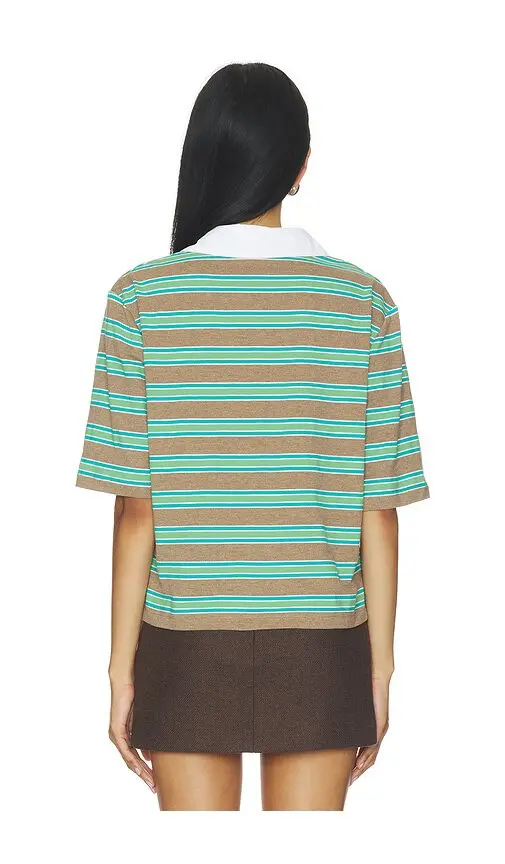 MAUDE CLUB Frankie Striped Polo Top