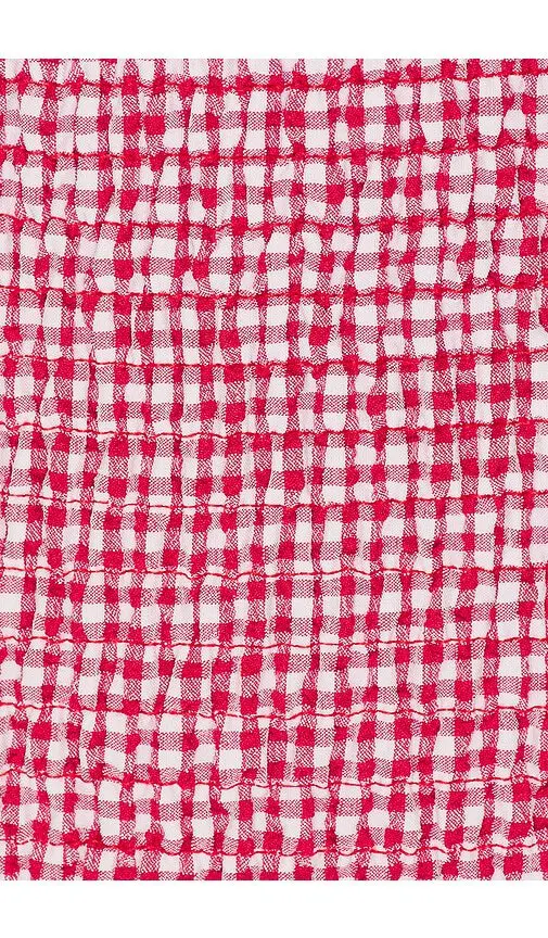 MORE TO COME Strapless Gingham Mini Dress With Tiered Ruffles