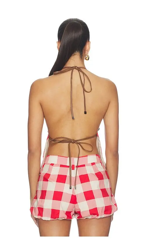 SEROYA Deza Halterneck Top With Leather Straps