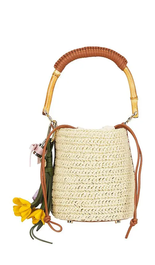 SELF-PORTRAIT Raffia Bucket Bag - Neutral