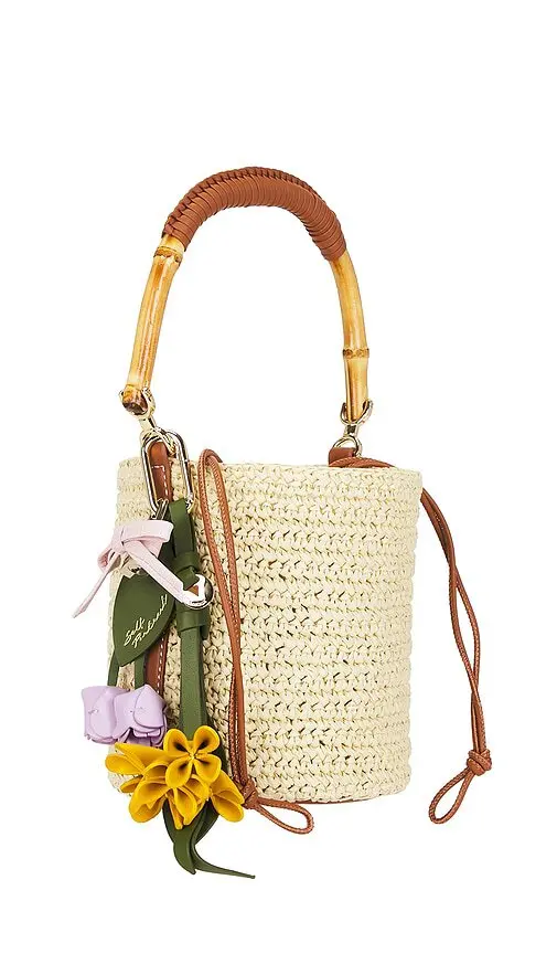 SELF-PORTRAIT Raffia Bucket Bag - Neutral