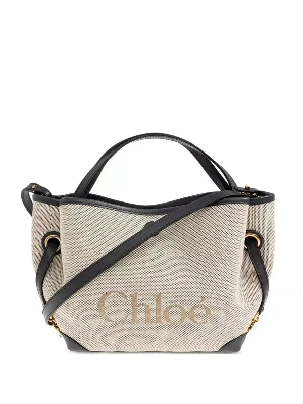 Chloé Clover Logo-print Leather-trim Tote Bag - Neutrals