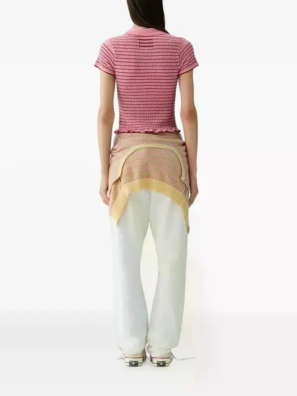Guest In Residence Smocked Striped Polo Shirt