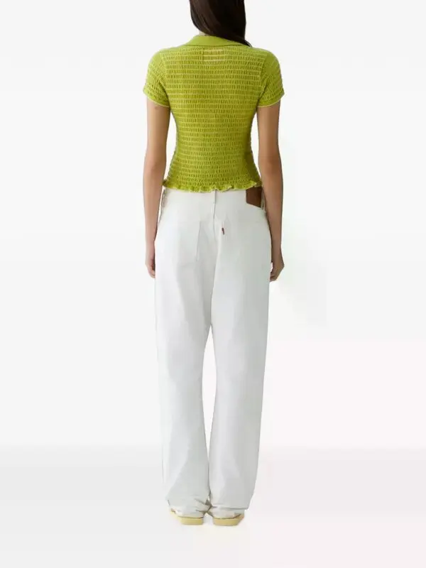 Guest In Residence Smocked Shrunken Polo Shirt - Green