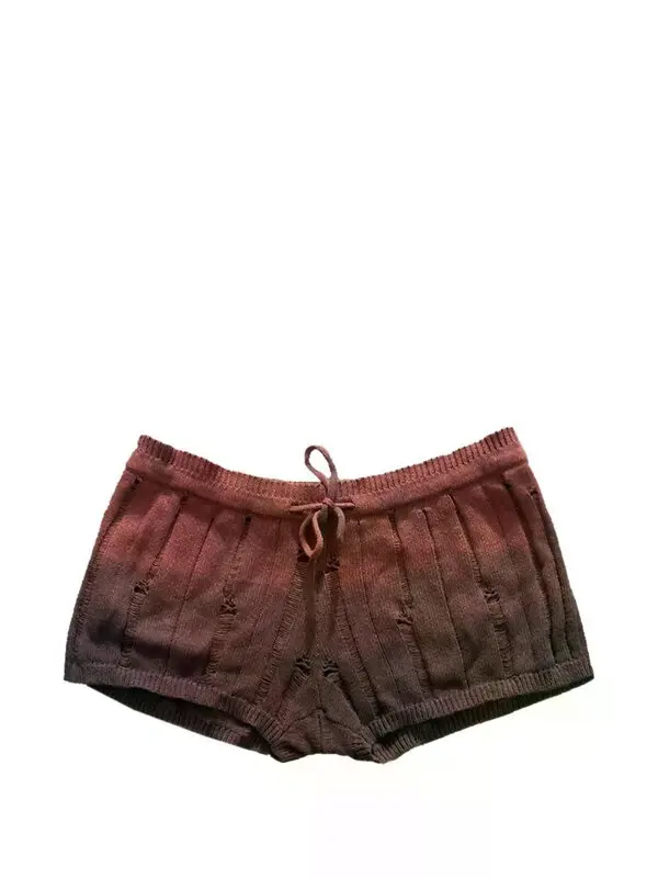 LESLIE AMON Distressed Ombré Knit Shorts