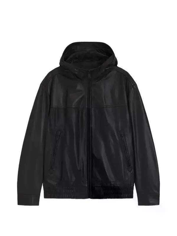 BOSS Hooded Leather Jacket