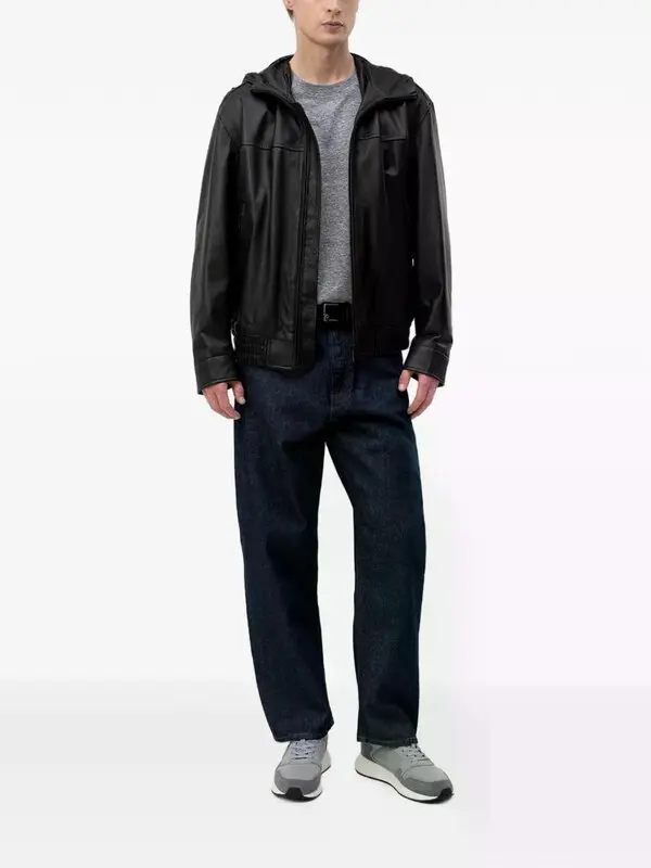 BOSS Hooded Leather Jacket