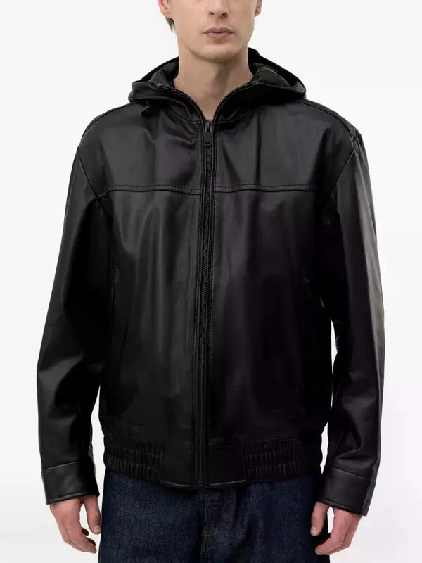 BOSS Hooded Leather Jacket
