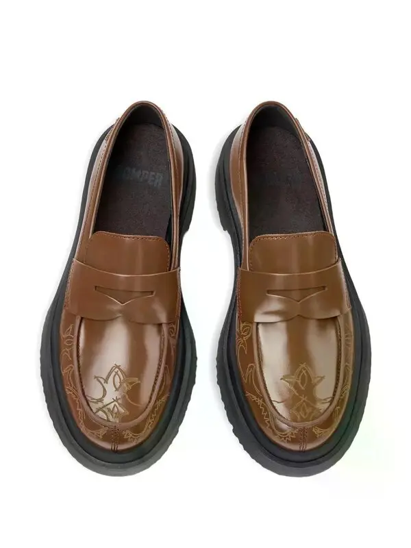 Camper Walden Loafers With Embroidered Detail - Brown