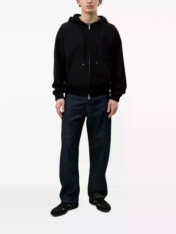 Hugo Textured Zip-up Hoodie - Black