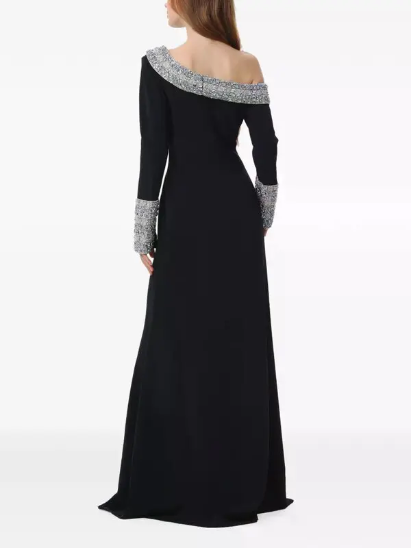 DINA MELWANI Crystal Embellished Off-shoulder Maxi Dress