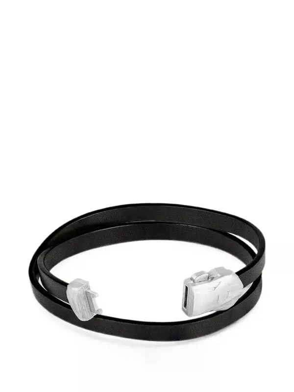 Tateossian Double-wrap Leather Bracelet With -tone Clasp