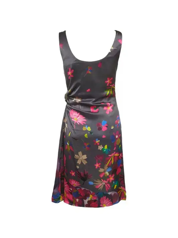 Versace Floral Print Draped Mini Dress