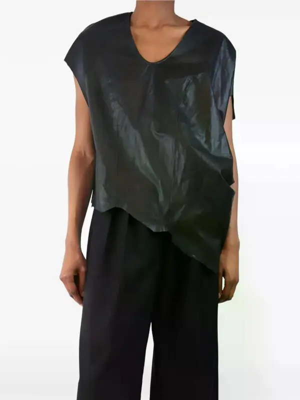 Helmut Lang Asymmetric Hem Leather Top