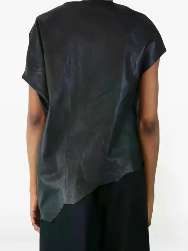 Helmut Lang Asymmetric Hem Leather Top