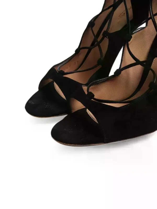 GIANVITO ROSSI Suede Lace-up Stiletto Sandals