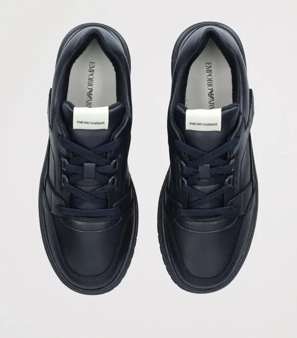 Giorgio Armani Leather Paneled Low Top Sneakers