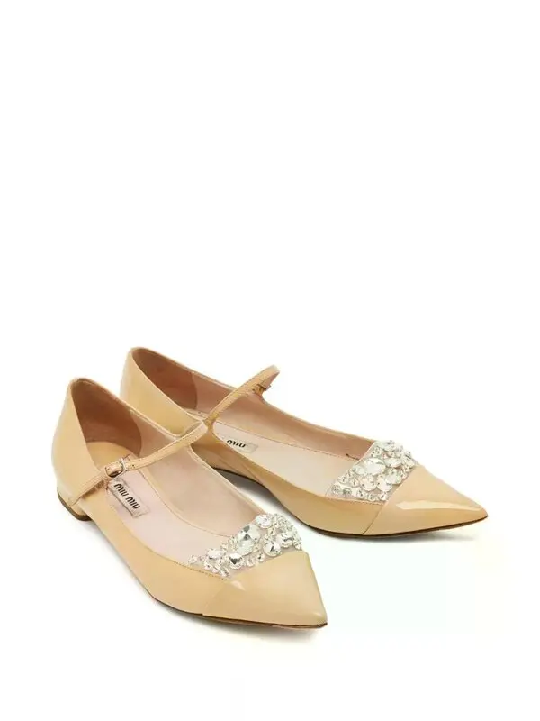 Miu Miu Crystal Embellished Pointed-toe Ballet Flats