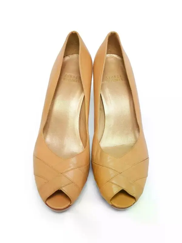 STUART WEITZMAN Leather Peep Toe High Heel Pumps