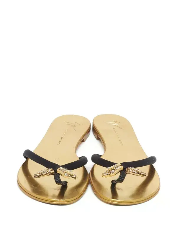 GIUSEPPE ZANOTTI Crystal-embellished Thong Sandals - Black
